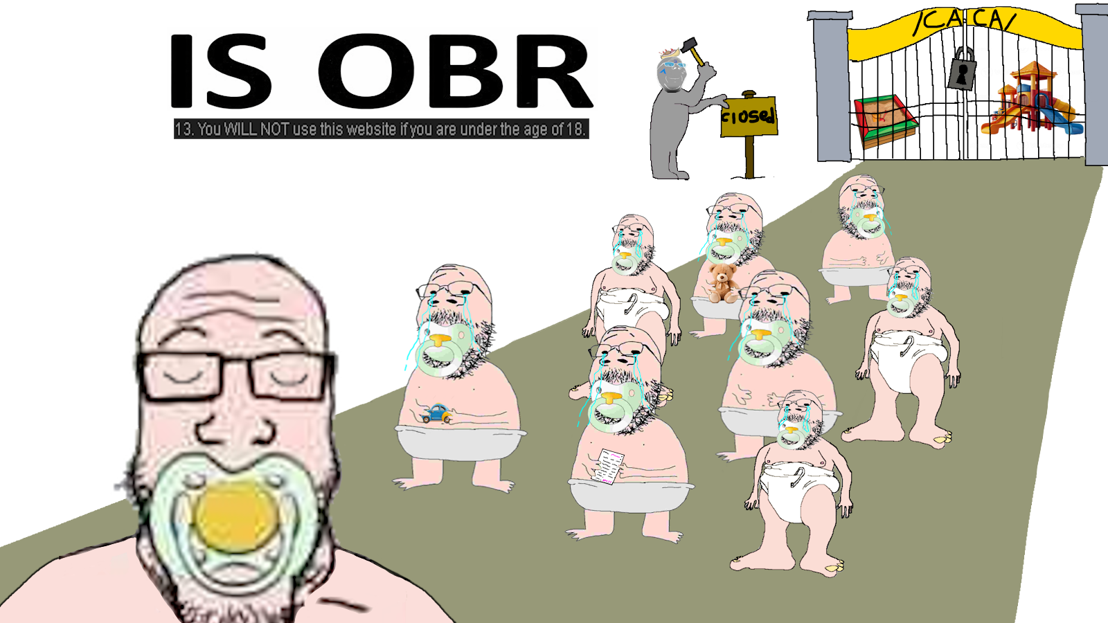 SoyBooru - Post 165652: /caca/ admin_6 caca crying full_body gate ...