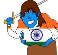 SoyBooru - Post 158992: blue_eyes blue_skin brown_hair ear female flag ...